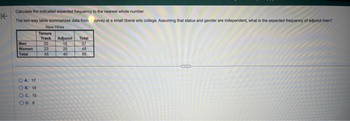 Solved Culculate the indicated expected frequency to the | Chegg.com