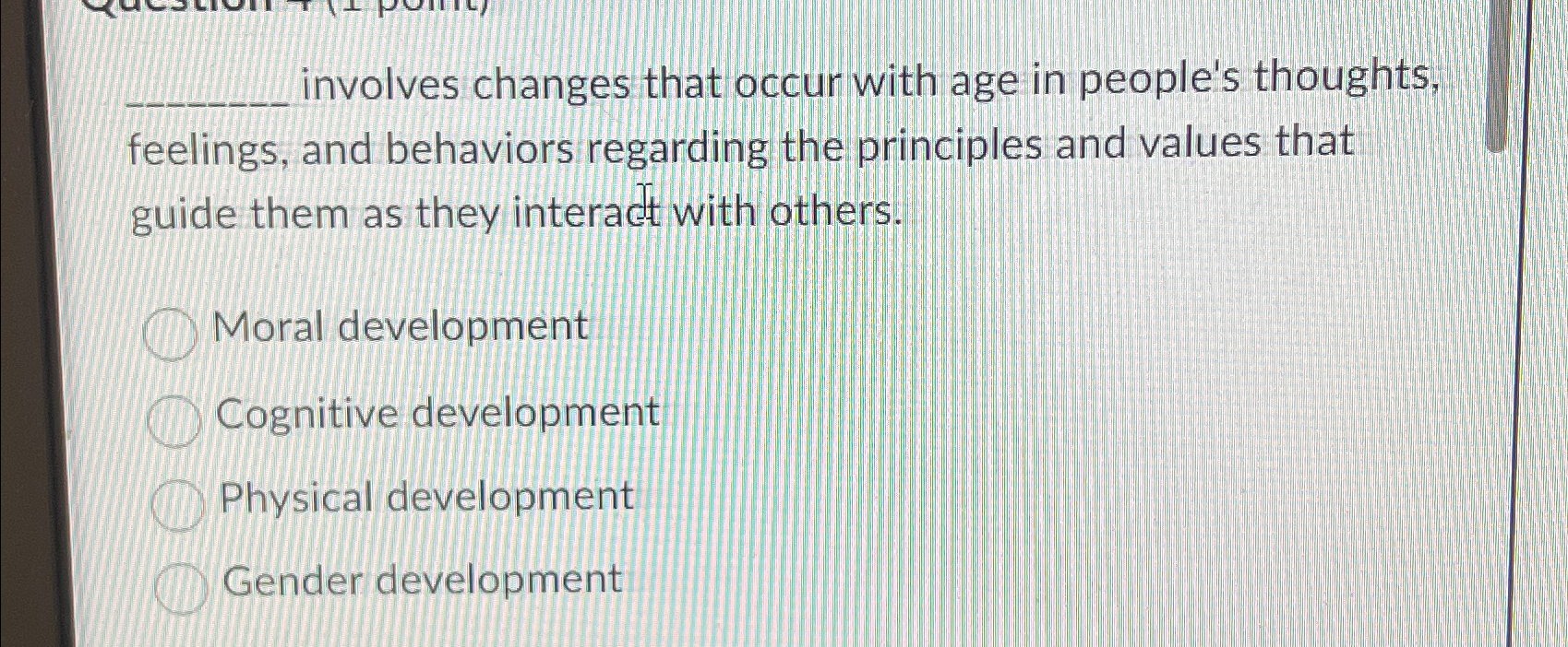 Solved involves changes that occur with age in people's | Chegg.com