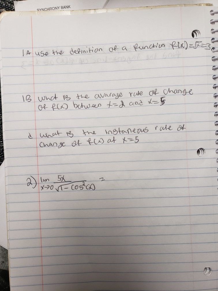Solved SYNCHRONY BANK IA use the definition of a function | Chegg.com