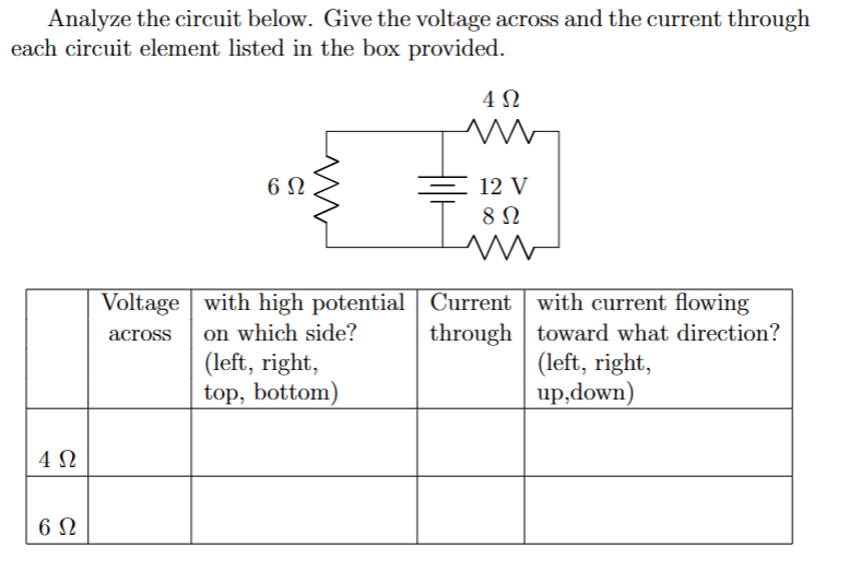 Solved Analyze the circuit below. Give the voltage across | Chegg.com