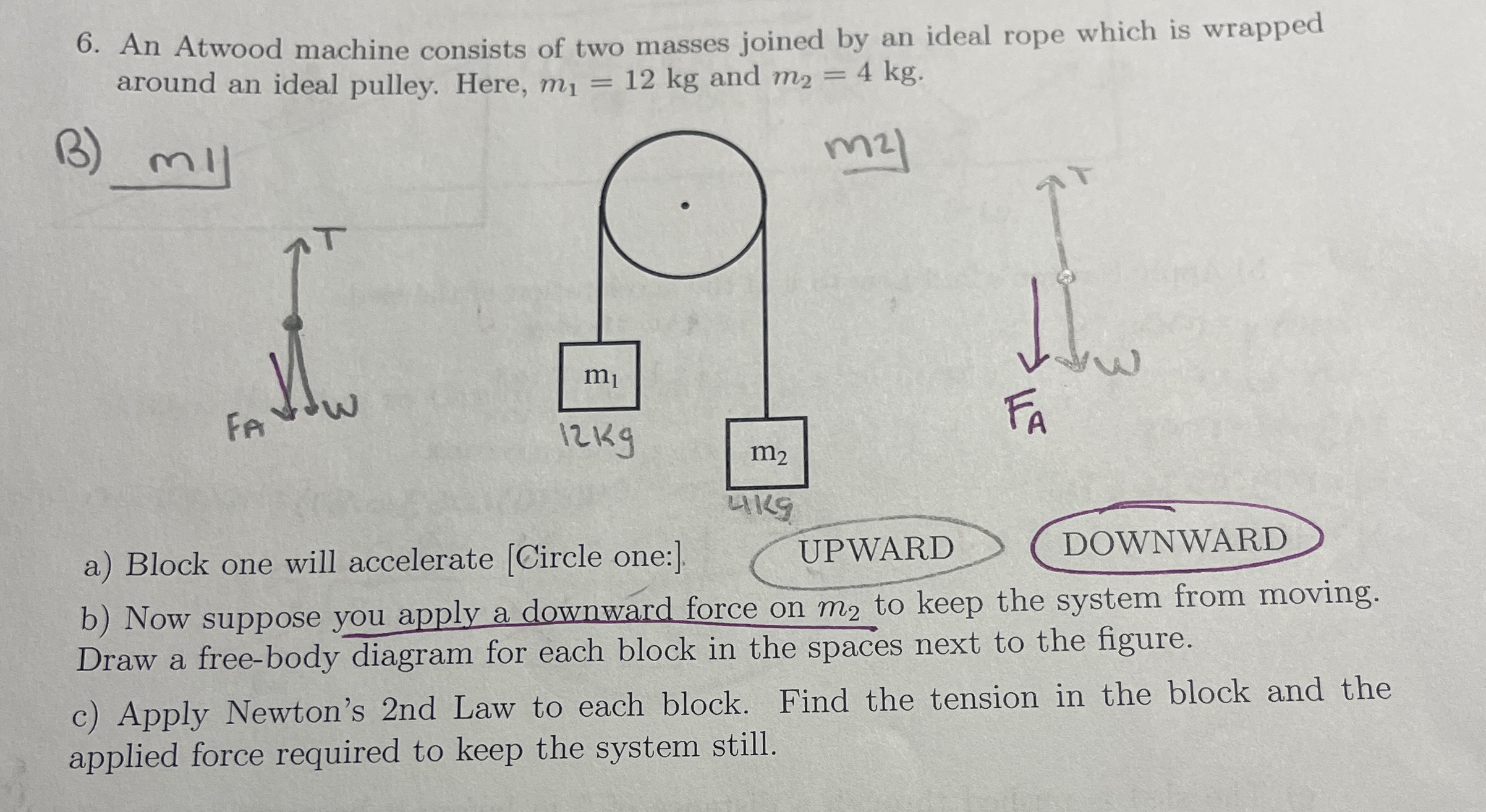 Solved An Atwood machine consists of two masses joined by an | Chegg.com