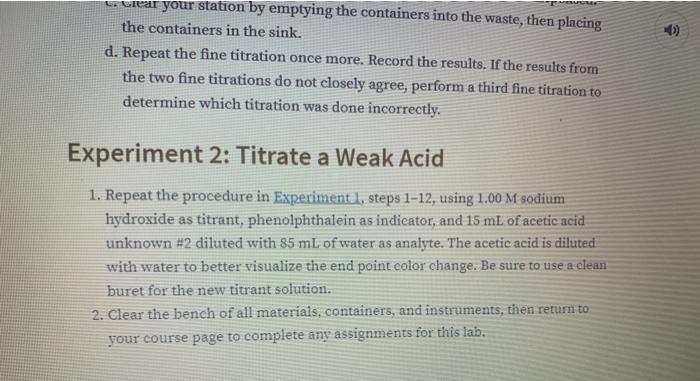 Experiment 1: Calculate the molarity of the HCl | Chegg.com