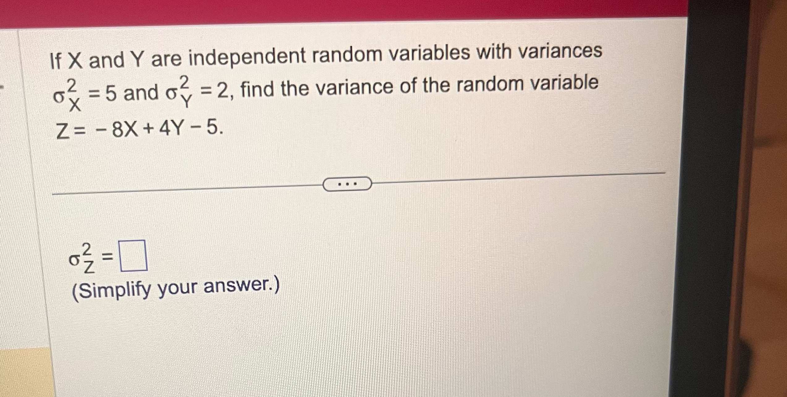 Solved If X and Y are independent random variables with | Chegg.com