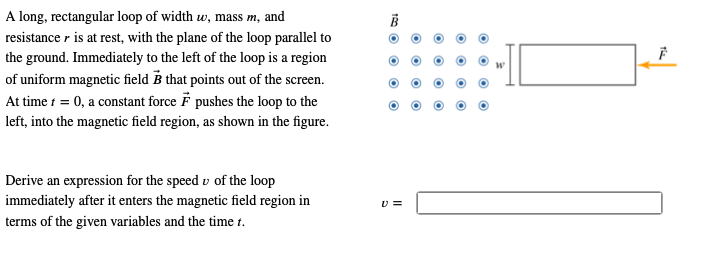 Solved A long, rectangular loop of width w, ﻿mass m, ﻿and | Chegg.com