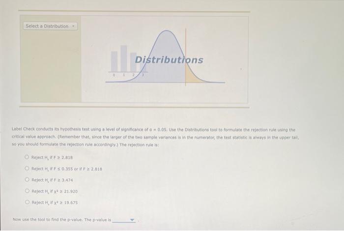Solved 33 Hypothesis Testing About Two Population Variances