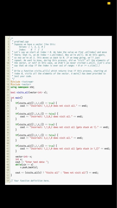 Solved problem2.cpp Suppose we have a vector like this: | Chegg.com