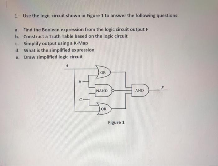 Solved 1. Use the logic circuit shown in Figure 1 to answer | Chegg.com