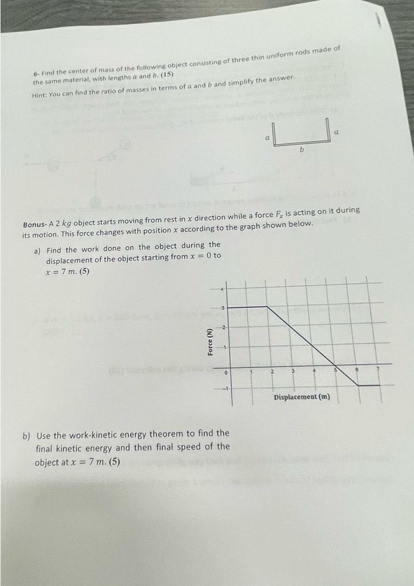 Solved 6- ﻿Find the center of mass of the following object | Chegg.com