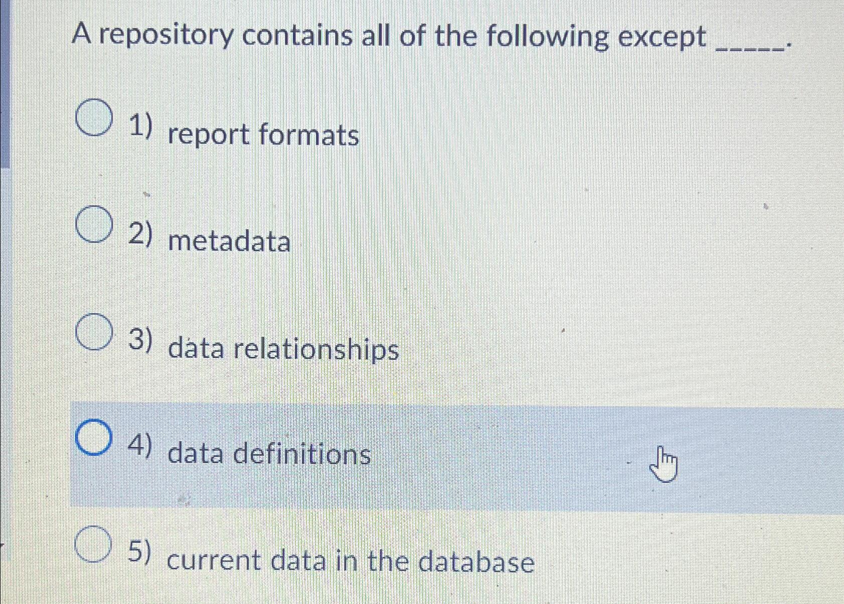 Solved A repository contains all of the following | Chegg.com
