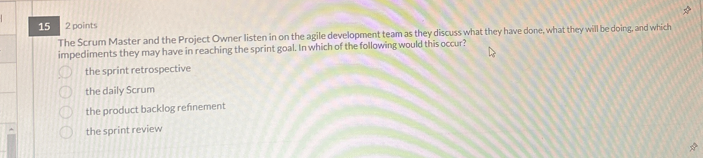 Solved 152 ﻿pointsThe Scrum Master and the Project Owner | Chegg.com