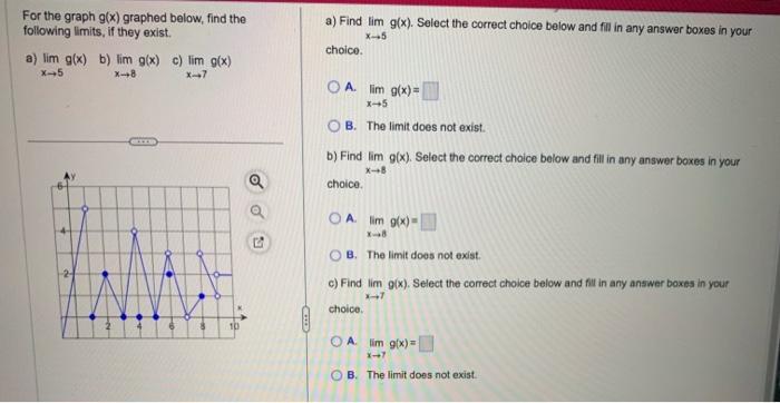 Solved For the graph g(x) graphed below, find th following | Chegg.com
