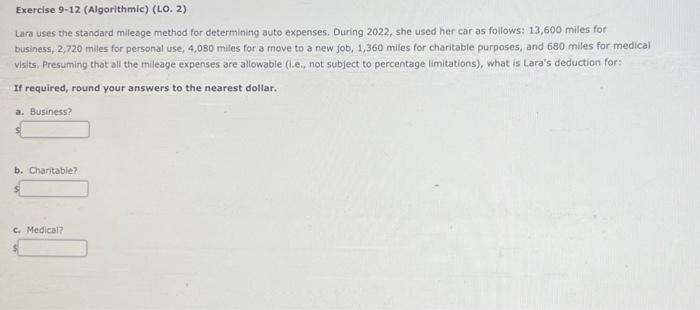 Solved Lara uses the standard mileage method for determining | Chegg.com