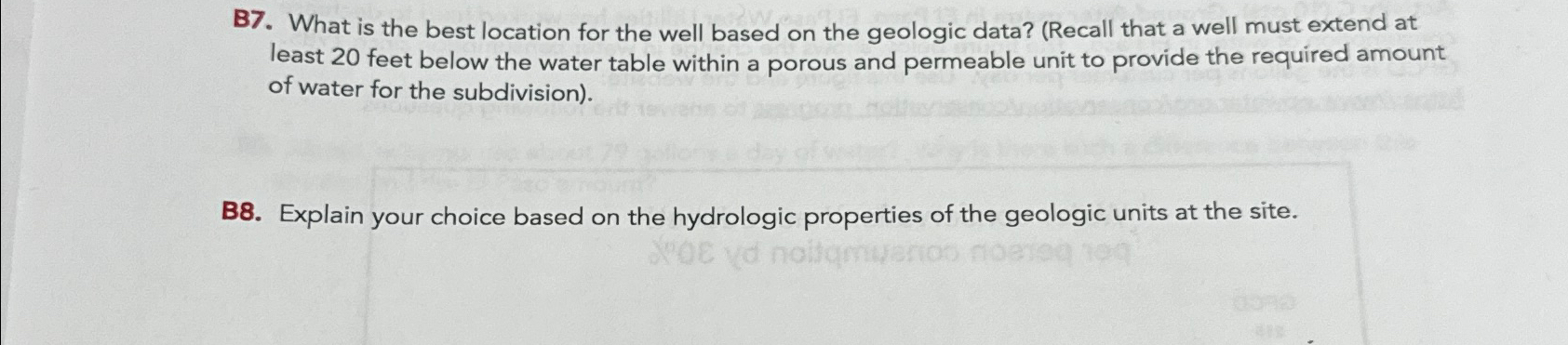 Solved B7. ﻿What is the best location for the well based on | Chegg.com