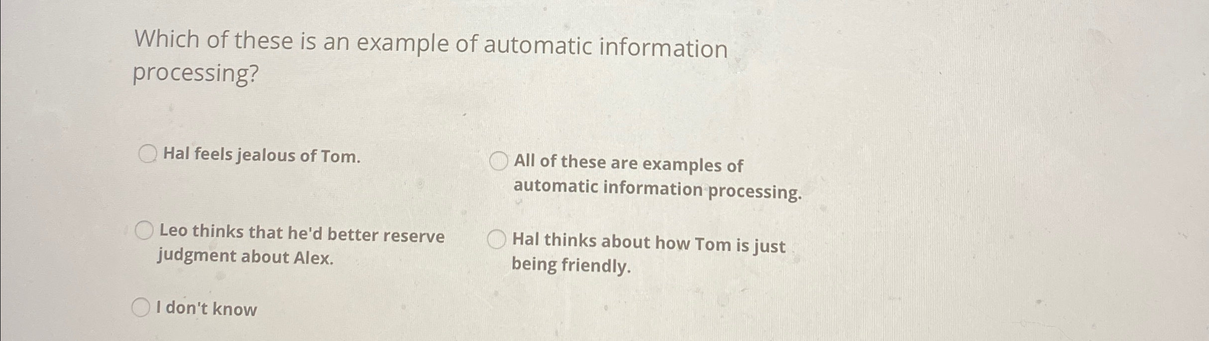 Solved Which of these is an example of automatic information | Chegg.com