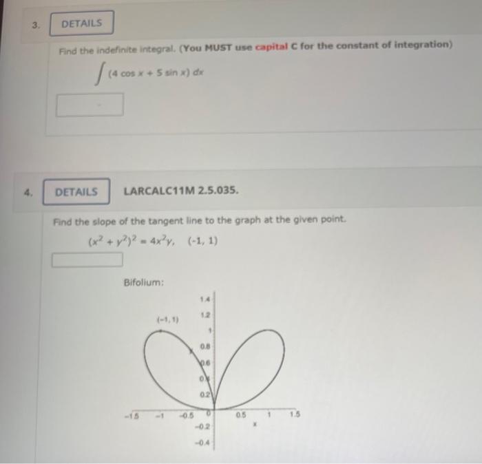 Solved 3. DETAILS Find the indefinite integral. (You MUST | Chegg.com
