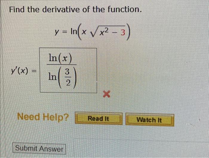 Solved Find the derivative of the function. | Chegg.com