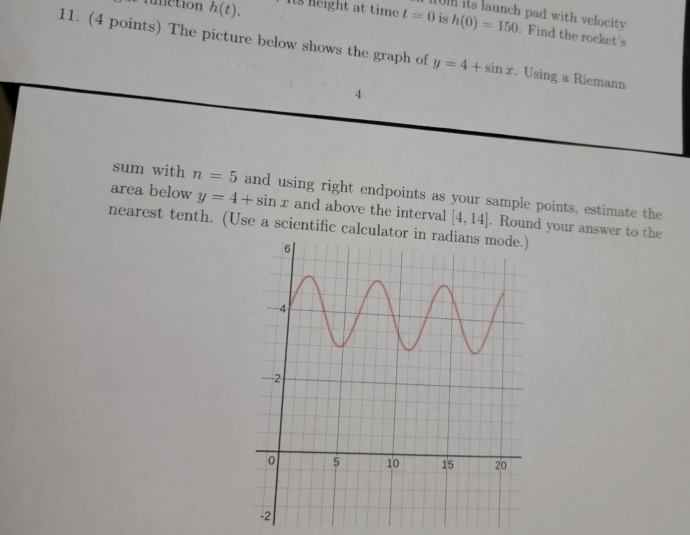 Solved The picture below shows the graph of y=4+sinx. ﻿Using | Chegg.com