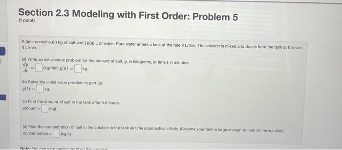Solved Section 2 3 Modeling With First Order Problem 5 1