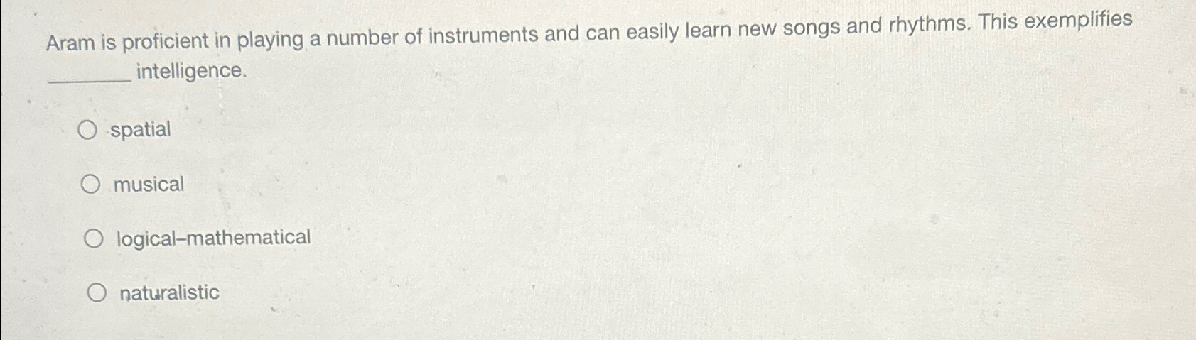 Solved Aram is proficient in playing a number of instruments | Chegg.com