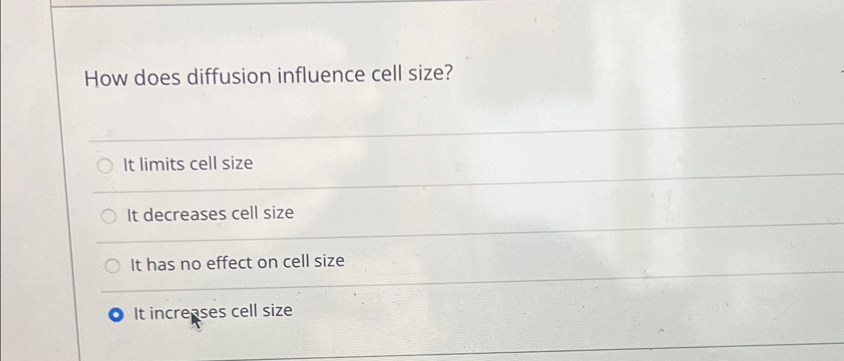 Solved How does diffusion influence cell size?It limits cell | Chegg.com