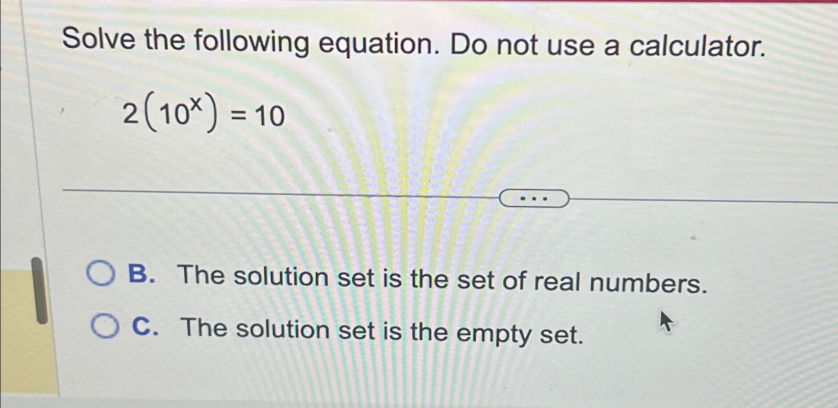 Solved Solve the following equation. Do not use a | Chegg.com