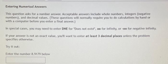 Solved Entering Numerical Answers This question asks for a | Chegg.com