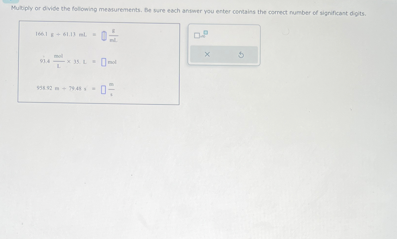 Multiply or divide the following measurements. Be | Chegg.com