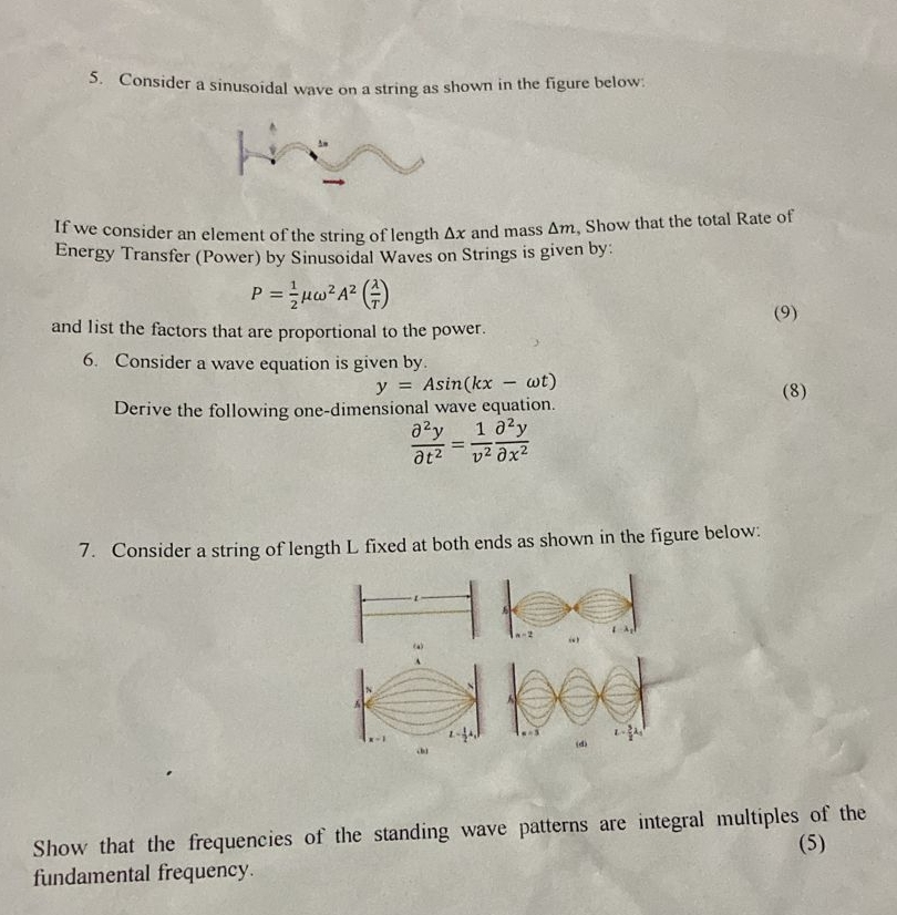 Solved Consider a sinusoidal wave on a string as shown in | Chegg.com