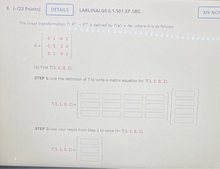 Solved The linear transformation T:Rn→Rm is defined by | Chegg.com