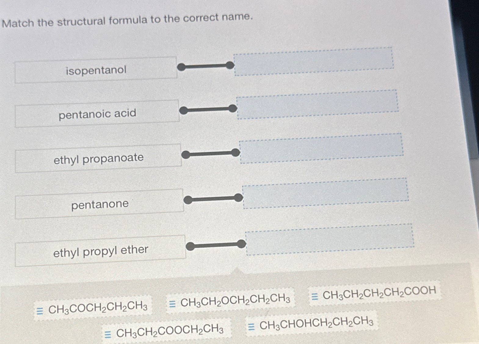 Solved Match the structural formula to the correct | Chegg.com