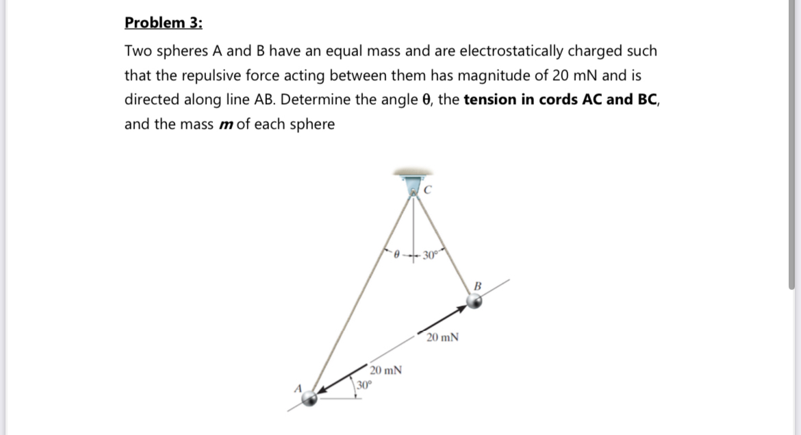 Solved Problem 3:Two spheres A and B ﻿have an equal mass and | Chegg.com