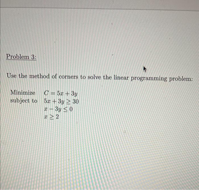 Solved Use the method of corners to solve the linear | Chegg.com