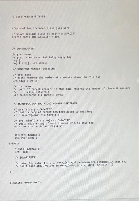 Solved You are given the class definition for static bag, as | Chegg.com