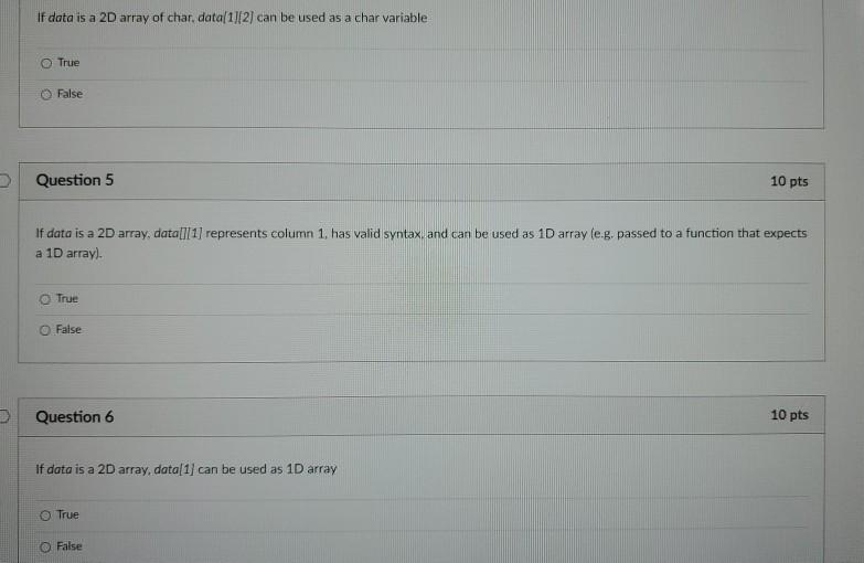 Solved Question 2 10 pts Give a 2D array table, wrote the | Chegg.com