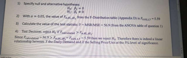 Solved 1) Specify null and alternative hypotheses: Ho: B. - | Chegg.com