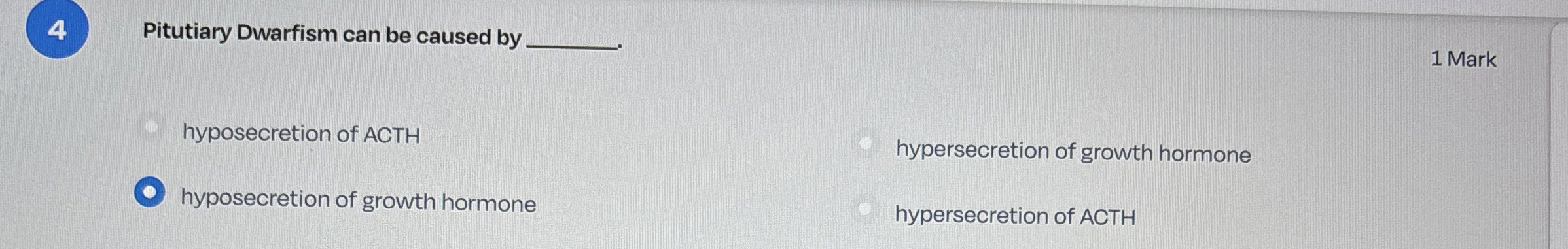 Solved 4 ﻿Pitutiary Dwarfism can be caused by1 | Chegg.com