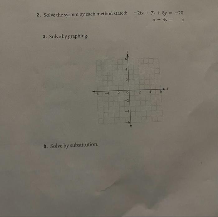 Solved 2. Solve the system by each method stated: | Chegg.com
