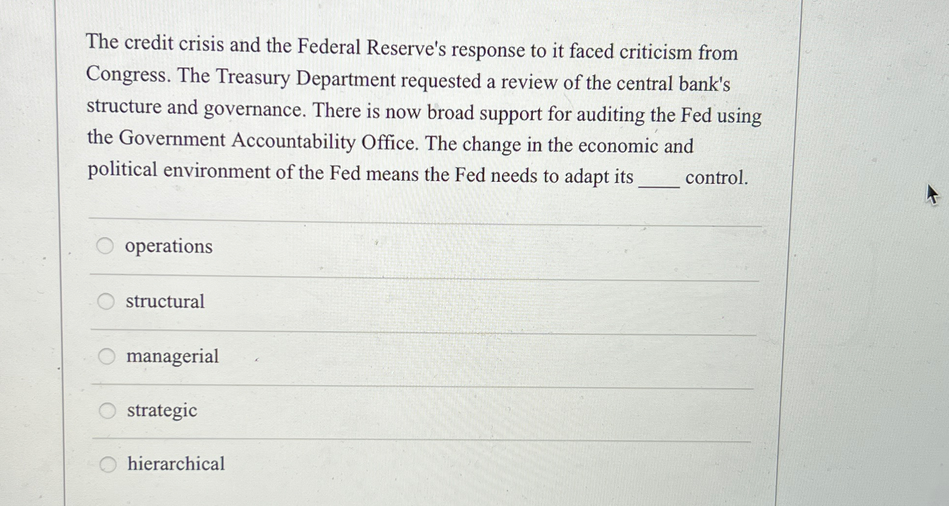 Solved The credit crisis and the Federal Reserve's response | Chegg.com