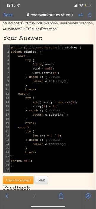 - Basics 'Determine which exception is needed for | Chegg.com