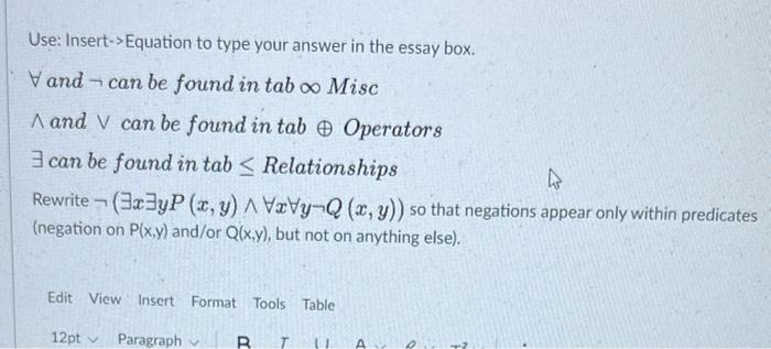 Solved Use: Insert->Equation to type your answer in the | Chegg.com