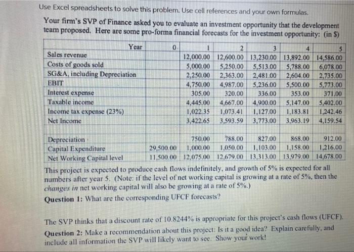 Use Excel spreadsheets to solve this problem. Use | Chegg.com