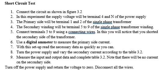 Solved Short Circuit Test 1. Connect the circuit as shown in | Chegg.com