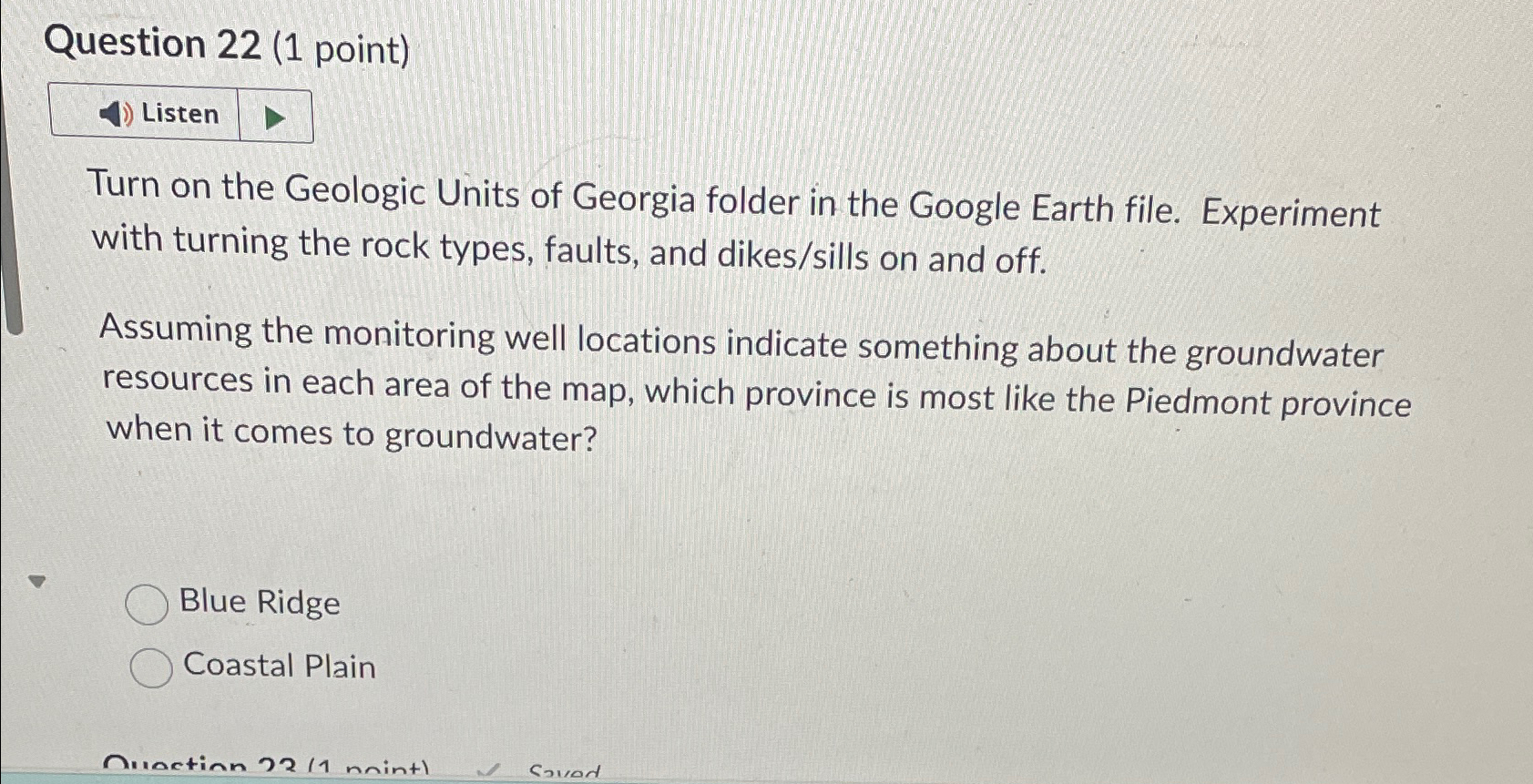Solved Question 22 (1 ﻿point)ListenTurn on the Geologic | Chegg.com