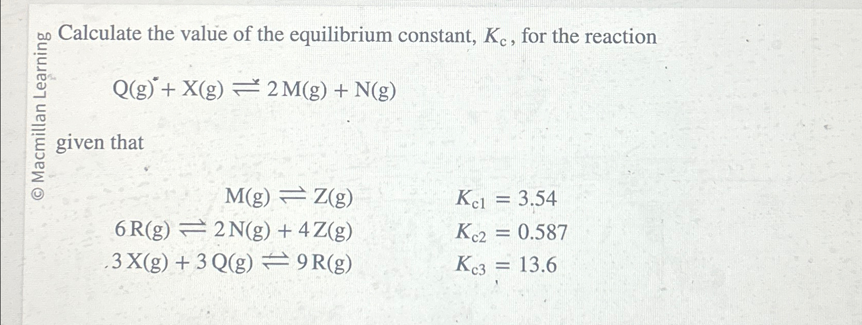 Solved an Calculate the value of the equilibrium constant, | Chegg.com