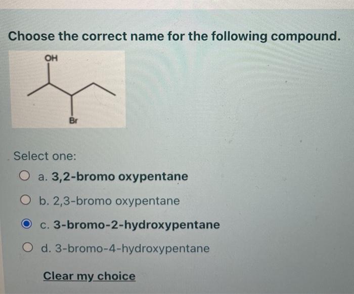 Solved Choose the correct name for the following compound. | Chegg.com