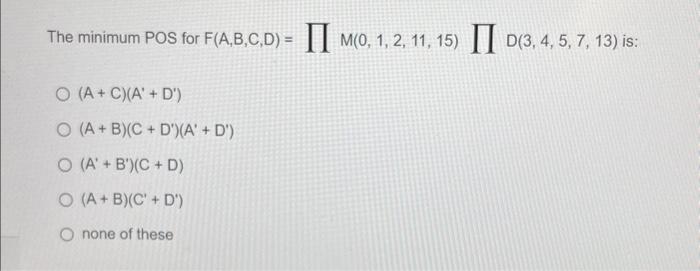 Solved The minimum POS for | Chegg.com