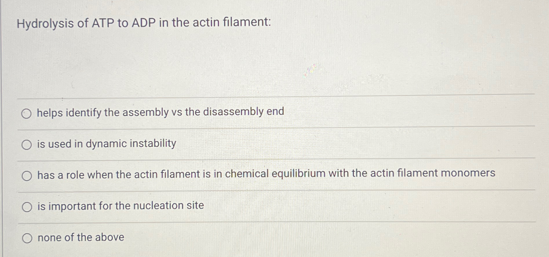 Solved Hydrolysis of ATP to ADP in the actin filament:helps | Chegg.com