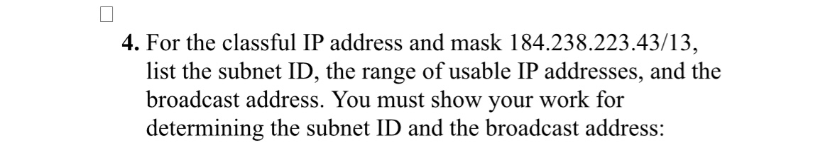 Solved For the classful IP address and mask | Chegg.com