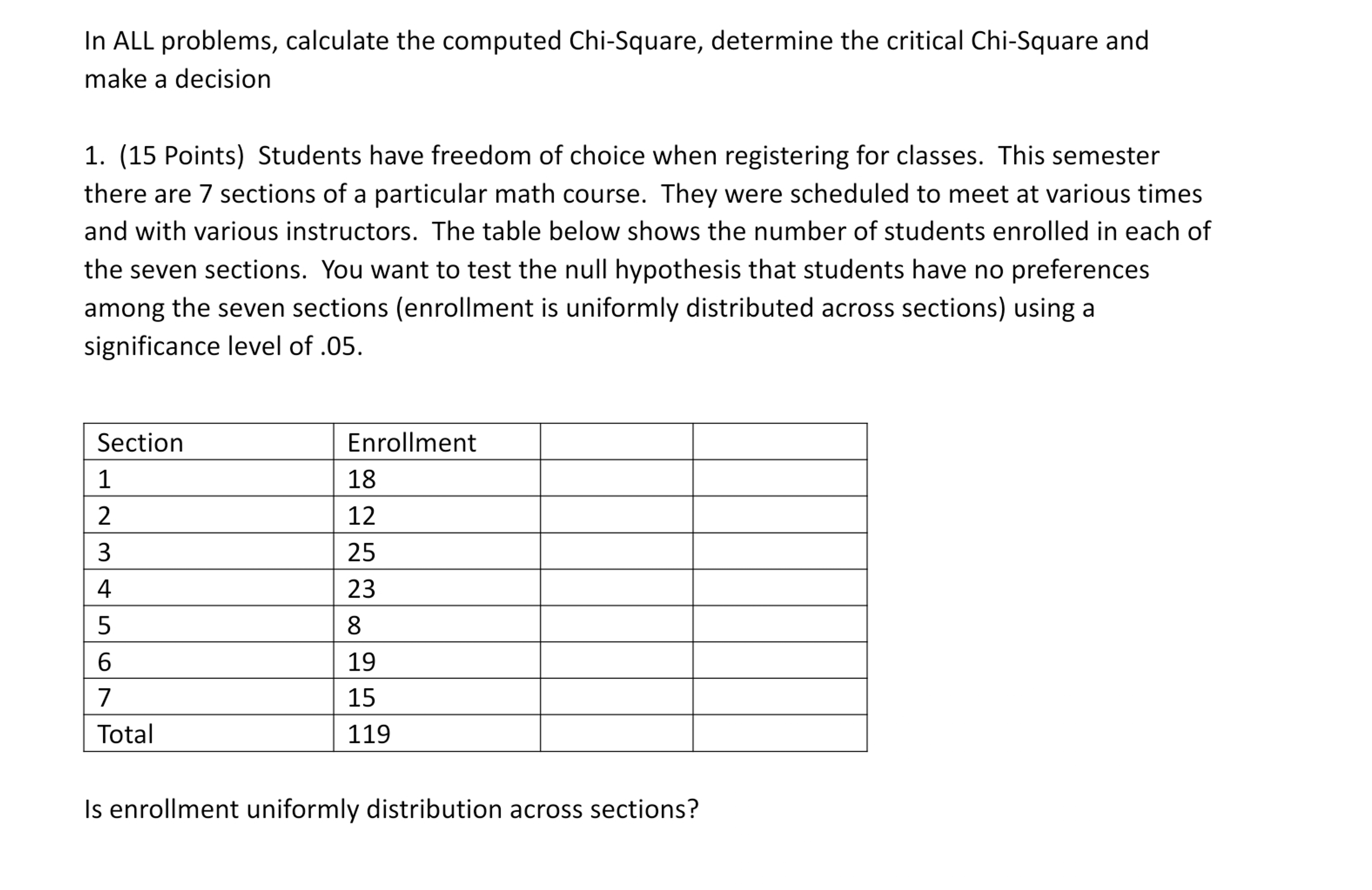 Solved In ALL problems, calculate the computed Chi-Square, | Chegg.com