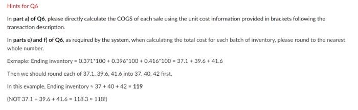 Solved In part a) of Q6, please directly calculate the COGS | Chegg.com